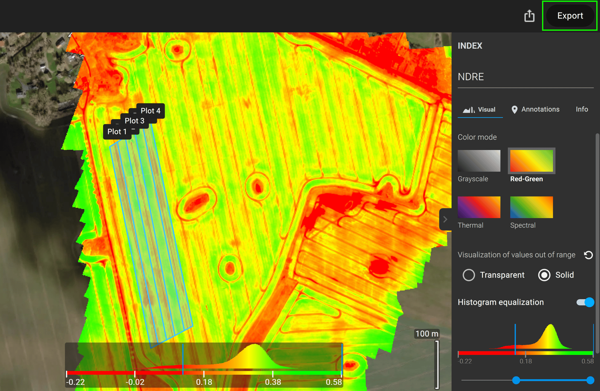 Exporting statistics - PIX4Dfields